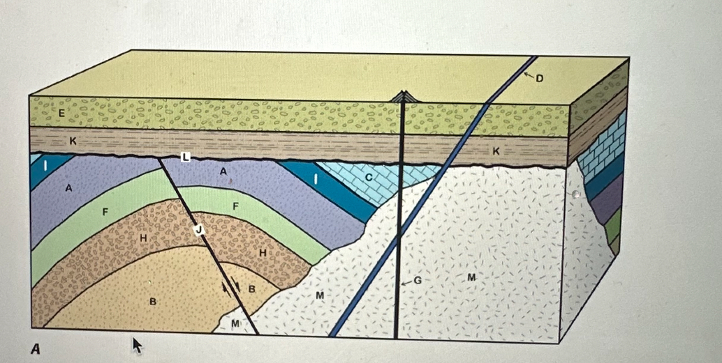 What type of unconformity exists between C and | Chegg.com