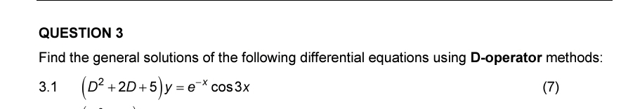 Solved QUESTION 3Find the general solutions of ﻿the | Chegg.com