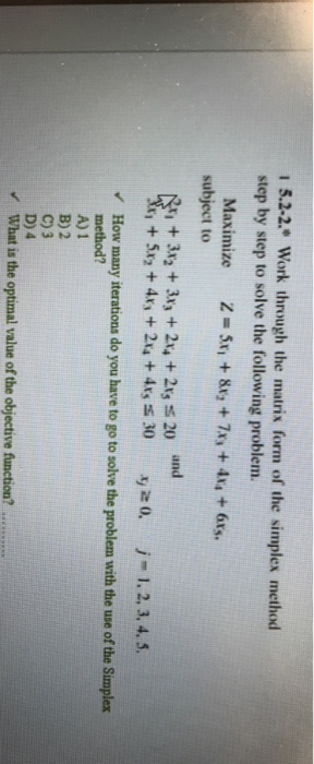 Solved 15.2-2. Work through the matrix form of the simplex | Chegg.com