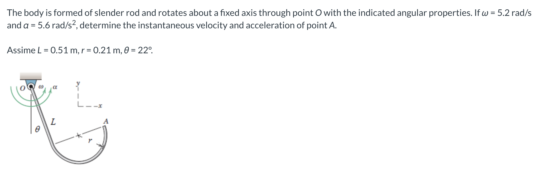 Solved The body is formed of slender rod and rotates about a | Chegg.com