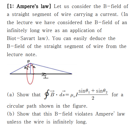 Solved [1: Ampere's law] Let us consider the B-field of a | Chegg.com