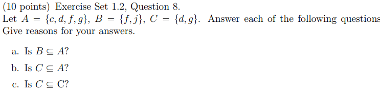 Solved (10 points) Exercise Set 1.2, Question 8. Let | Chegg.com