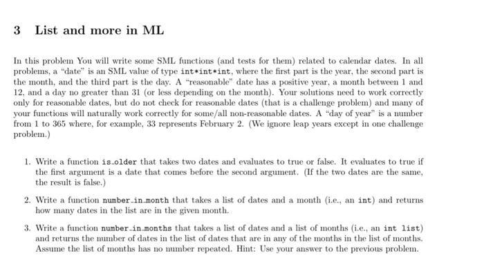 In this problem You will write some SML functions | Chegg.com