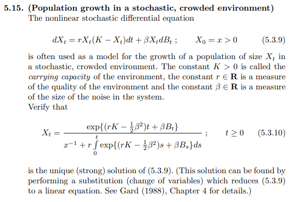Solved 15. (Population growth in a stochastic, crowded | Chegg.com