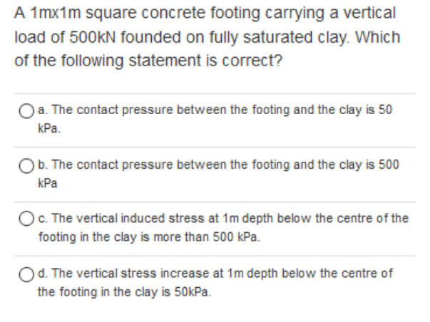 Solved A 1 m×1 m square concrete footing carrying a vertical | Chegg.com