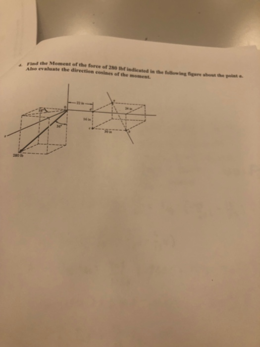 Solved the Moment of the force of 280 Ibf indicated in the | Chegg.com