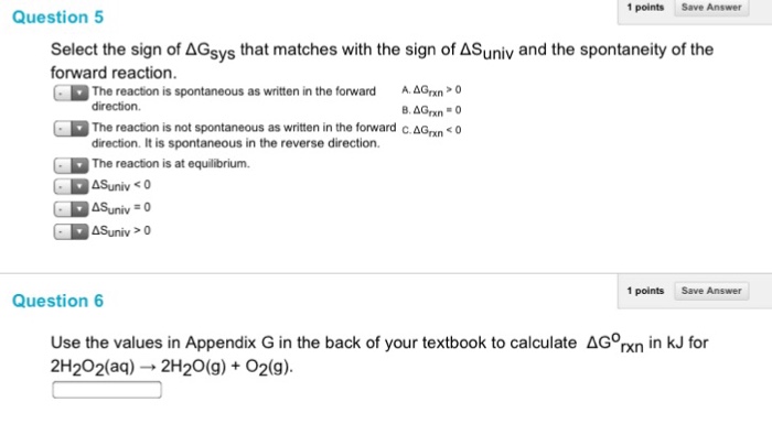 Solved Select the sign of Delta G_sys that matches with the | Chegg.com