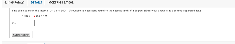 Solved Find all solutions in the interval 0∘≤θ