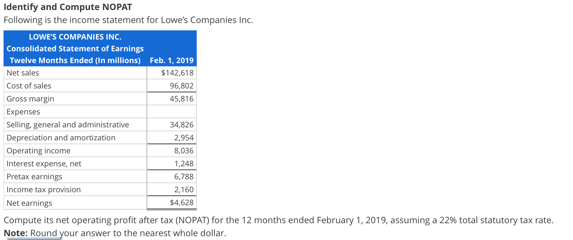 Solved Identify and Compute NOPAT Following is the income | Chegg.com