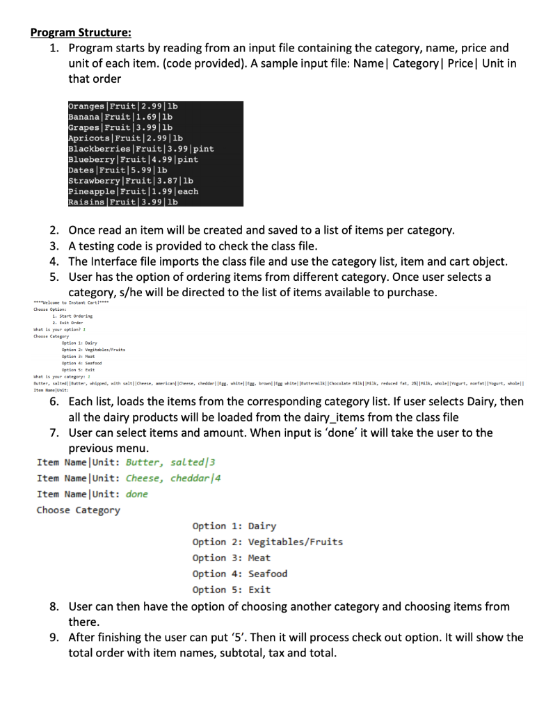 Solved Program Structure: 1. Program starts by reading from | Chegg.com
