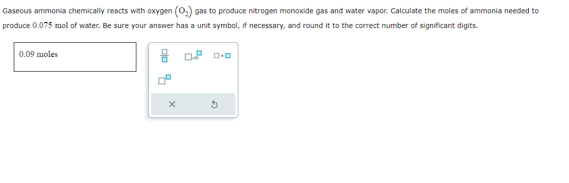 Solved Gaseous ammonia chemically reacts with oxygen (O2) | Chegg.com