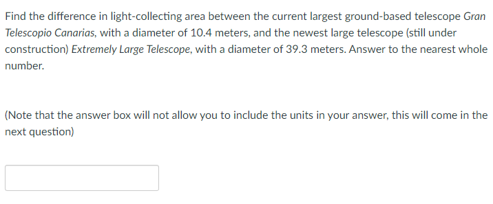 Solved Find the difference in light-collecting area between | Chegg.com