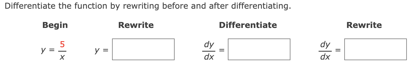 Solved Differentiate the function by rewriting before and | Chegg.com