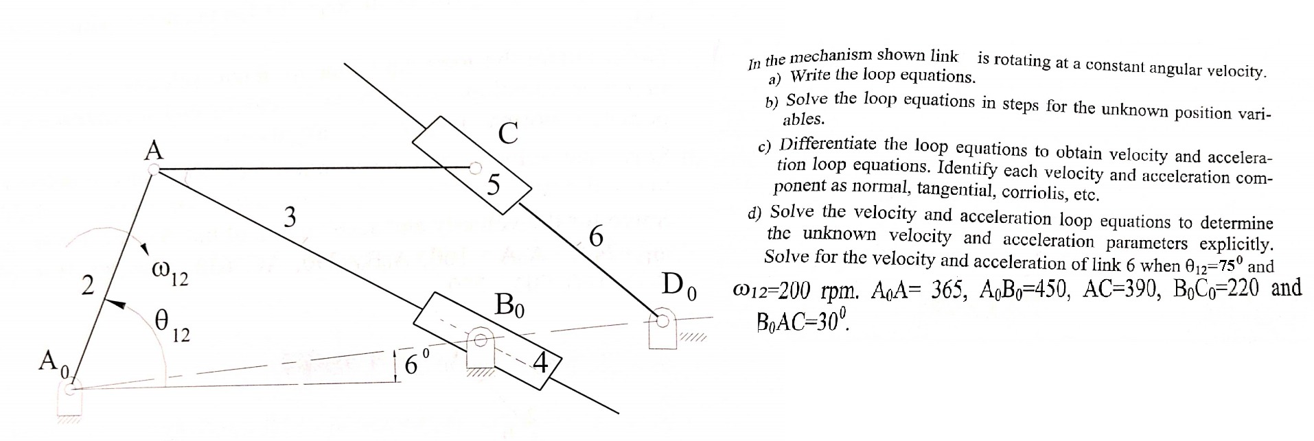с In the mechanism shown link is rotating at a | Chegg.com