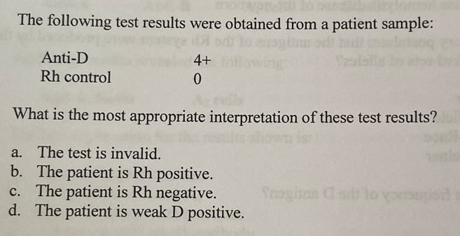 Solved The following test results were obtained from a | Chegg.com