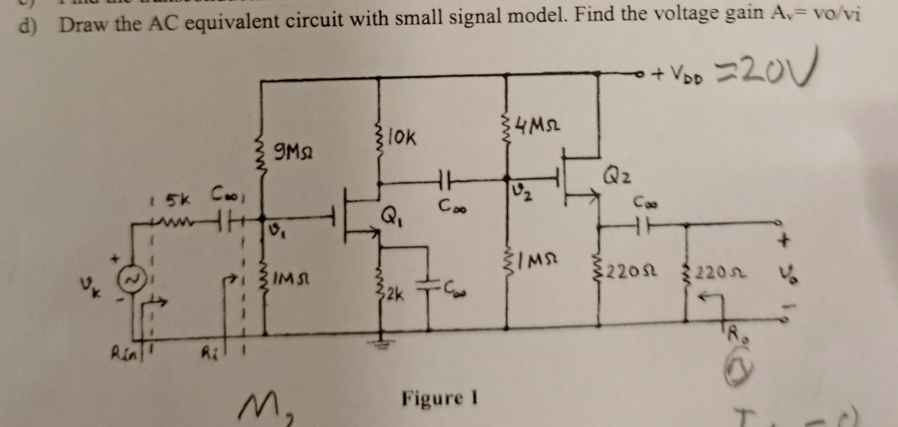 Solved please Draw the AC ﻿equivalent circuit without small | Chegg.com