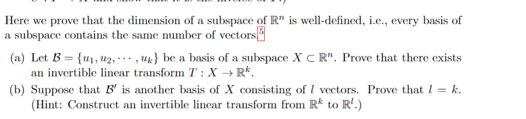 Solved Here we prove that the dimension of a subspace of Rn | Chegg.com