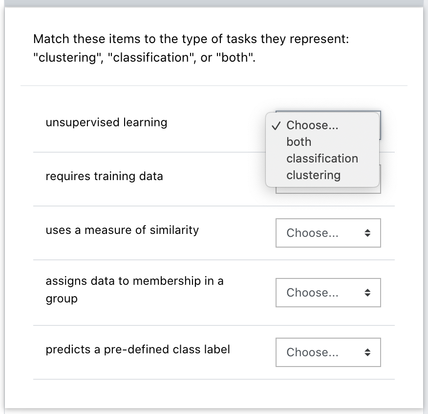Solved Match these items to the type of tasks they | Chegg.com