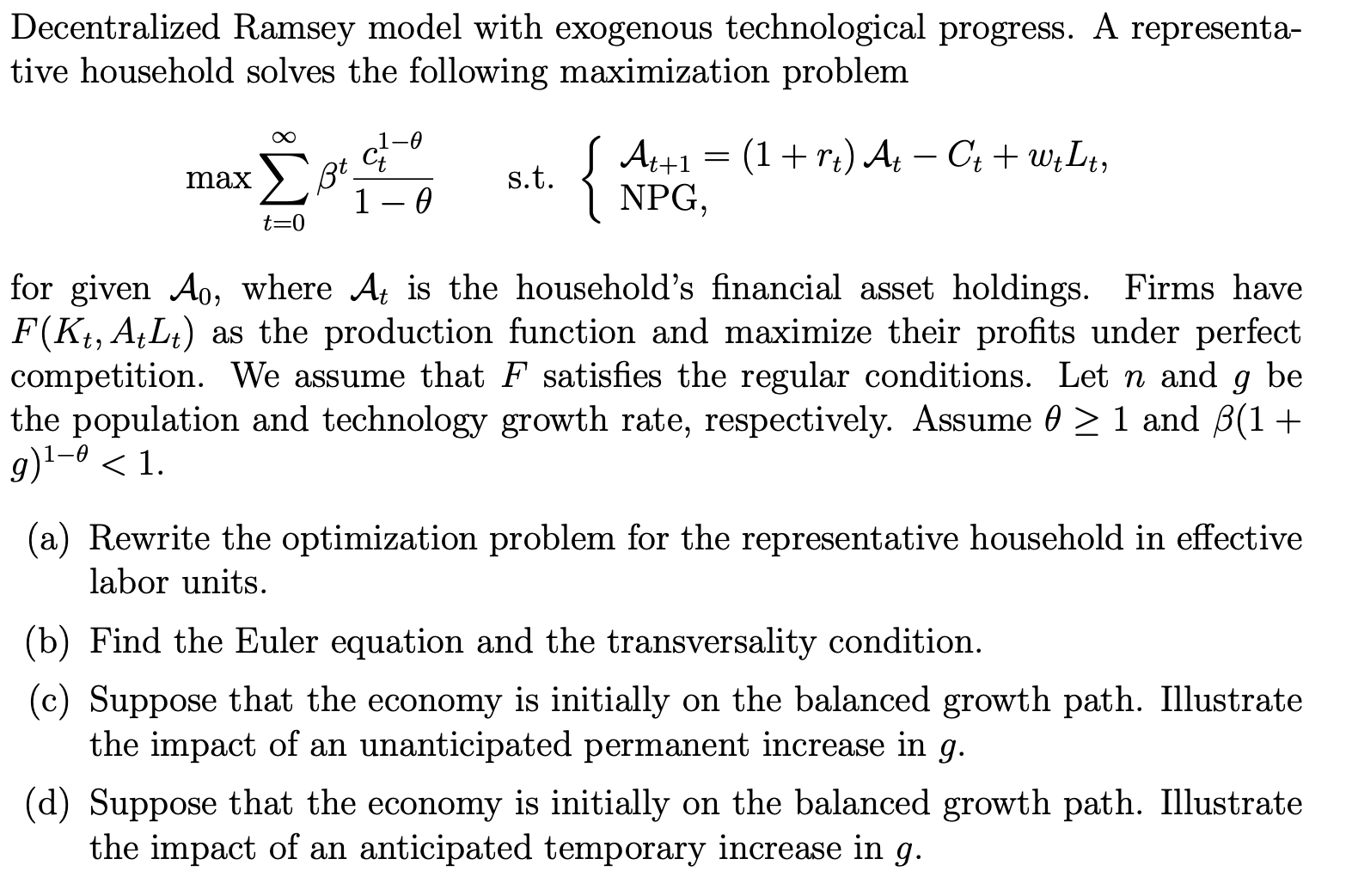 Solved Decentralized Ramsey model with exogenous | Chegg.com