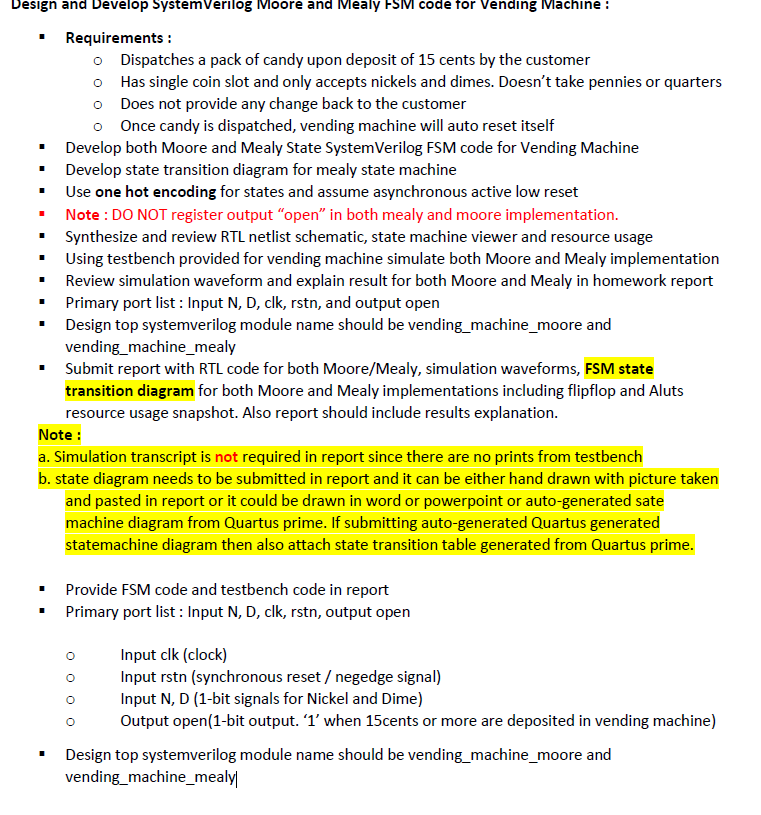 Solved // Vending Machine RTL Code module | Chegg.com