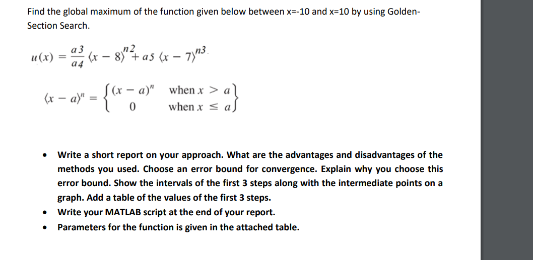 Solved Find the global maximum of the function given below | Chegg.com