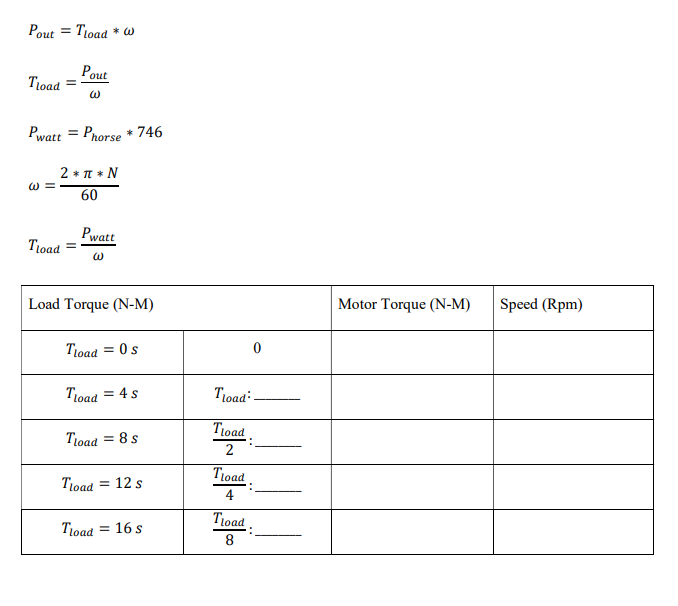 Solved code class="asciimath">P_(out )=T_(load )*\omega | Chegg.com