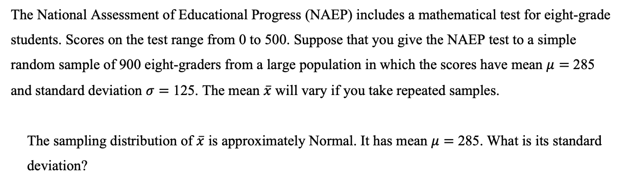 Solved The National Assessment of Educational Progress | Chegg.com