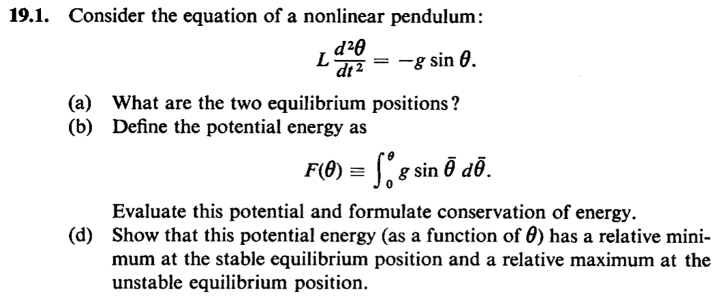 Solved 9.1. Consider the equation of a nonlinear pendulum: | Chegg.com