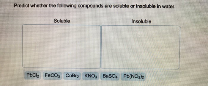 Solved Predict whether the following compounds are soluble | Chegg.com
