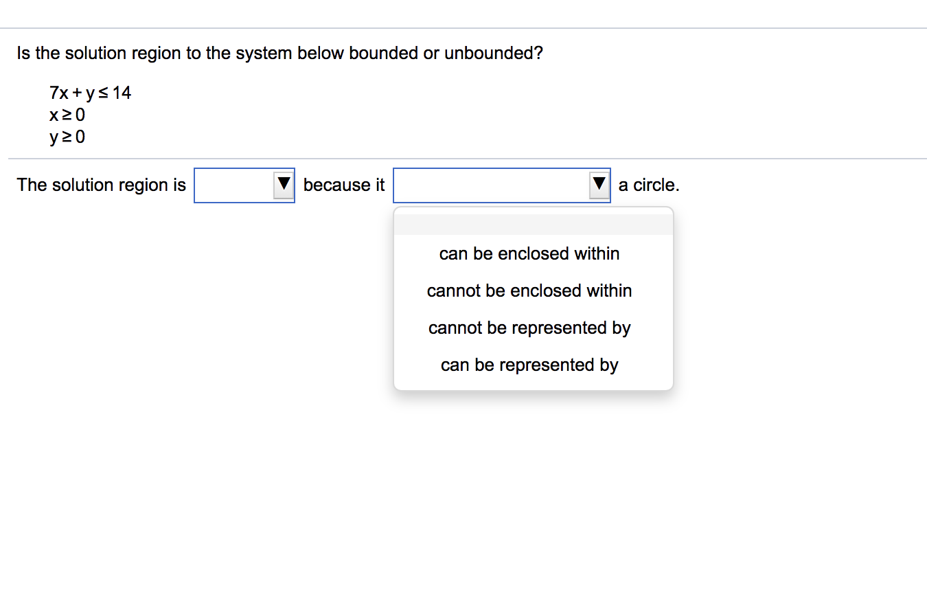 Solved Is the solution region to the system below bounded or | Chegg.com