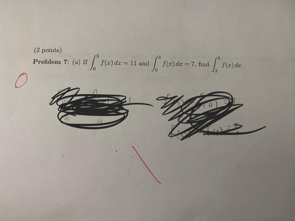 Solved (2 points) Problem 7: (a) If ∫05f(x)dx=11 and | Chegg.com