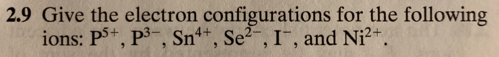 Solved 2.9 Give the electron configurations for the | Chegg.com