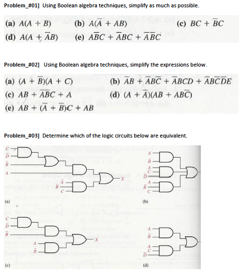 Solved Problem_#01] Using Boolean algebra techniques, | Chegg.com