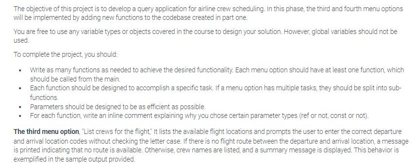 Solved The objective of this project is to develop a query | Chegg.com