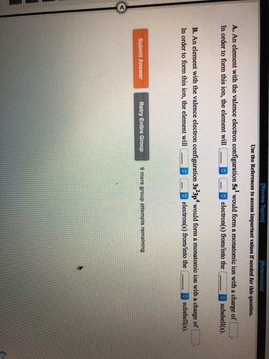 Solved Use the to access n 5s1 would form a monatomic ion | Chegg.com
