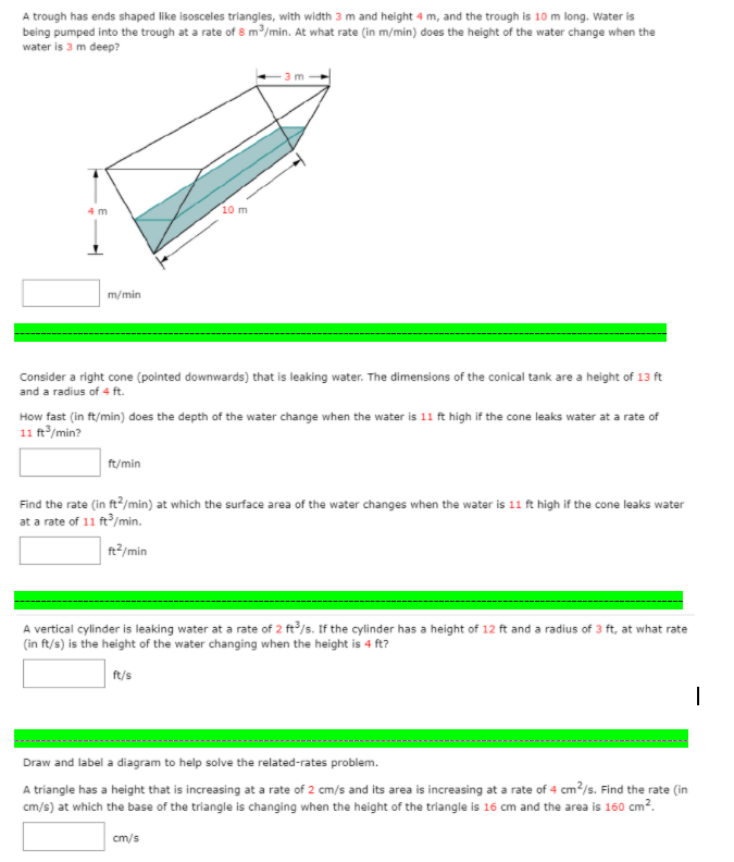 Solved A trough has ends shaped like isosceles triangles, | Chegg.com