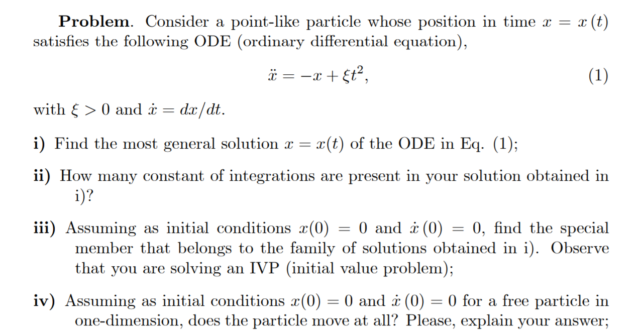 Solved Problem. Consider a point-like particle whose | Chegg.com