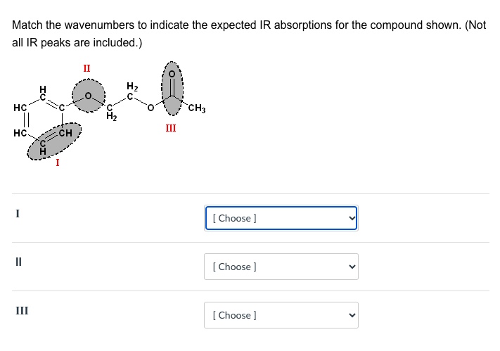 Solved Match the wavenumbers to indicate the expected IR | Chegg.com