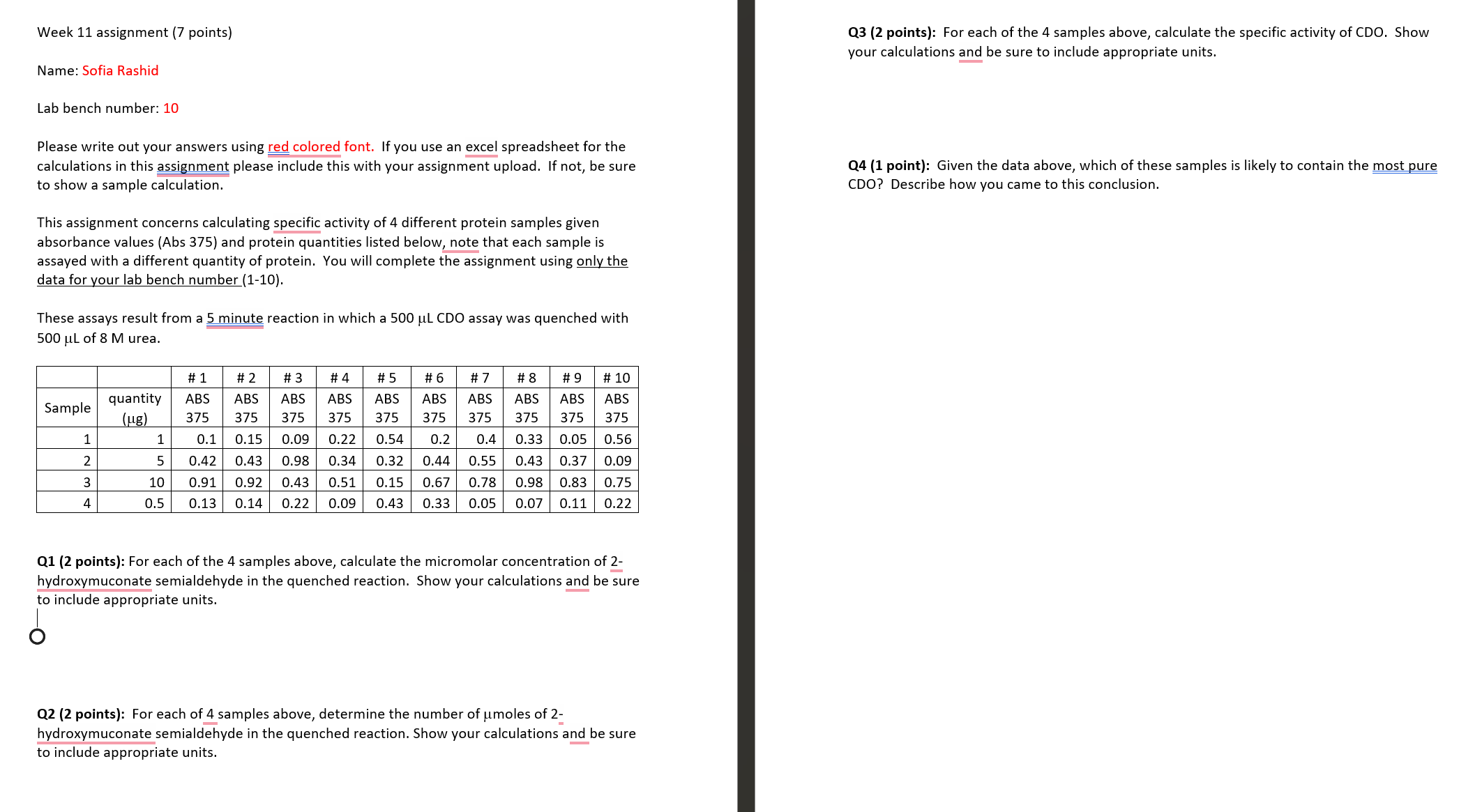 Solved Week 11 assignment (7 points) Q3 (2 points): For each | Chegg.com