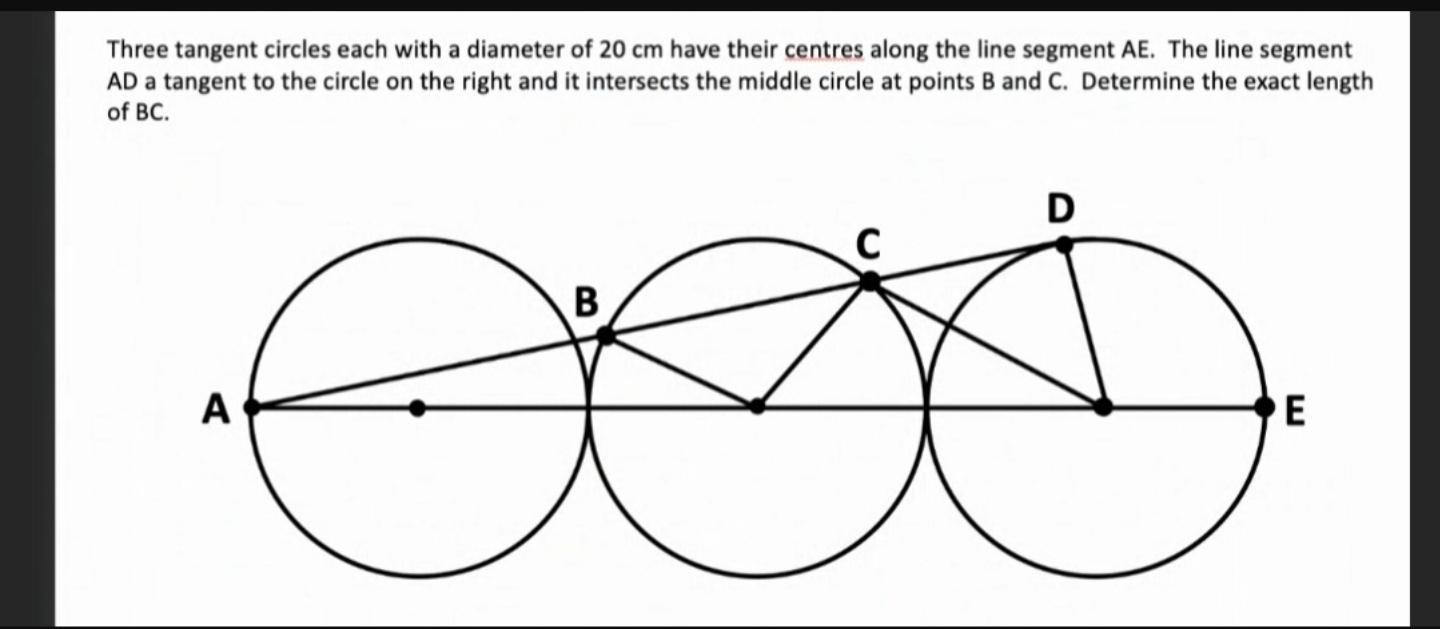 Solved Three tangent circles each with a diameter of 20 cm | Chegg.com