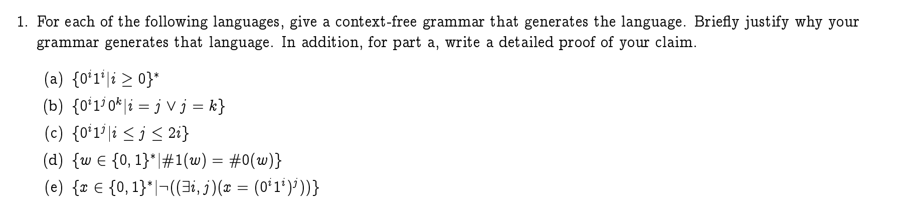 For each of ﻿the following languages, give a | Chegg.com
