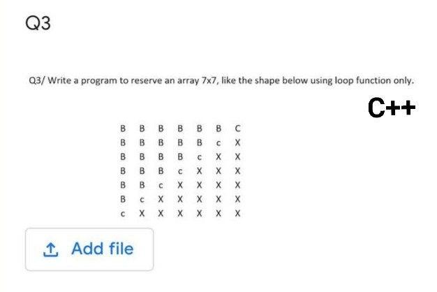 Solved Qз Q3/ Write a program to reserve an array 7x7, like | Chegg.com