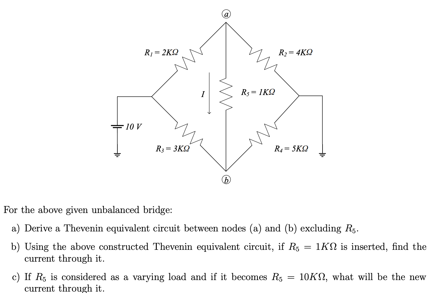 Solved R1 = 2K2 R2 = 4K2 Rs = 1K2 - - 10 V R3 = 3K2 R= 5KQ | Chegg.com