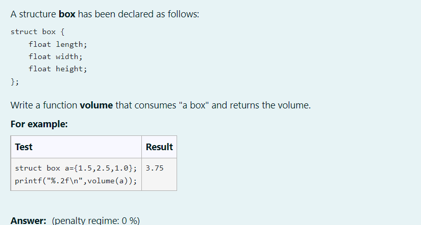Solved A structure box has been declared as follows: struct | Chegg.com
