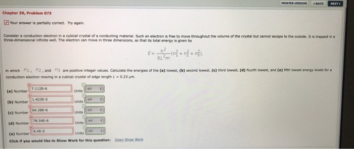 Solved Chapter 39, Problem 073 Your answer is partially | Chegg.com