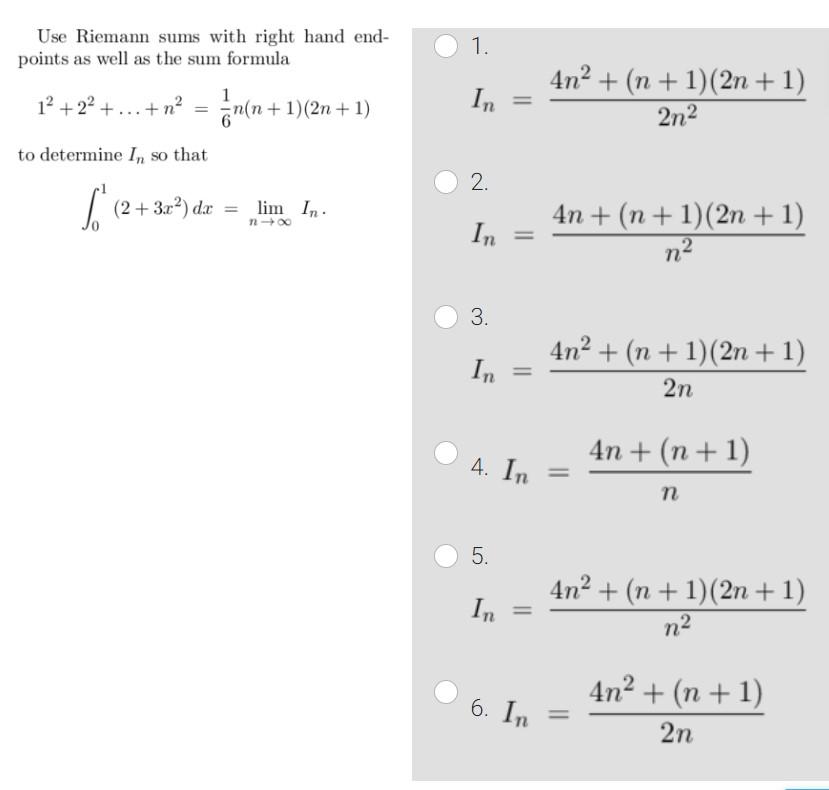 Solved Use Riemann sums with right hand endpoints as well as | Chegg.com