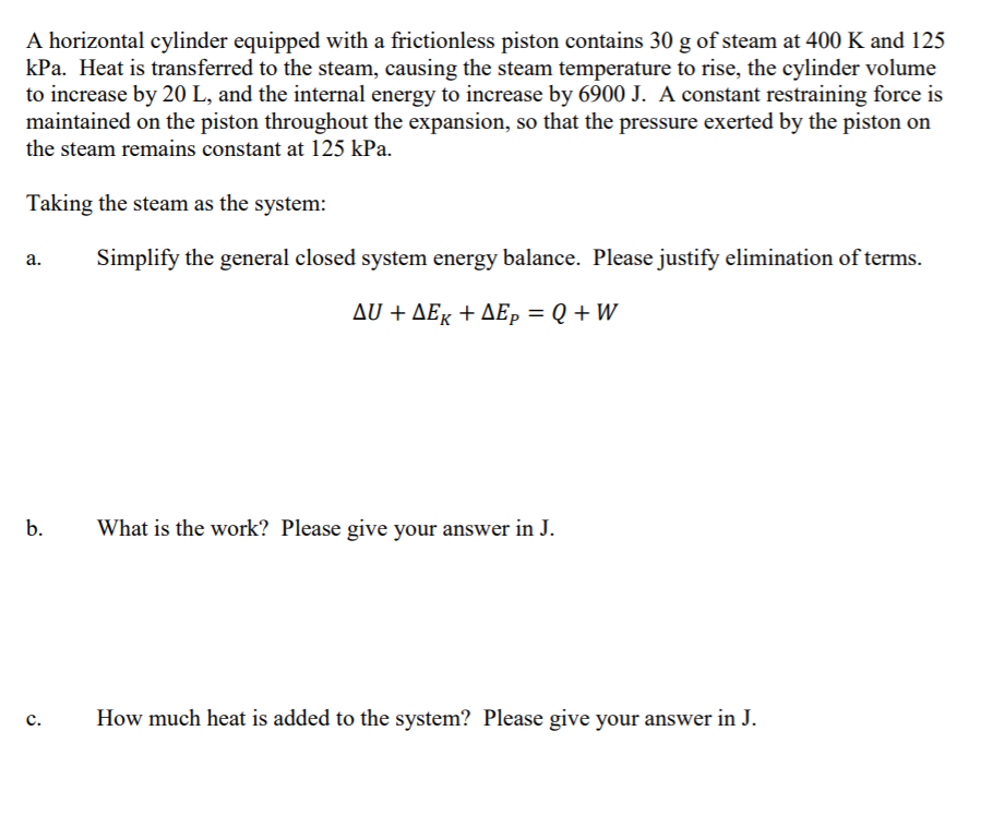 Solved A horizontal cylinder equipped with a frictionless | Chegg.com