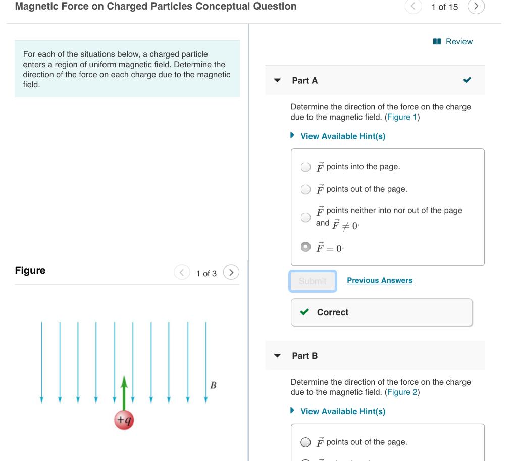 Solved Magnetic Force on Charged Particles Conceptual | Chegg.com