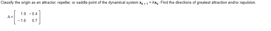 Solved Classify the origin as an attractor, repeller, or | Chegg.com Solved Classify the origin as an attractor, repeller, or | Chegg.com