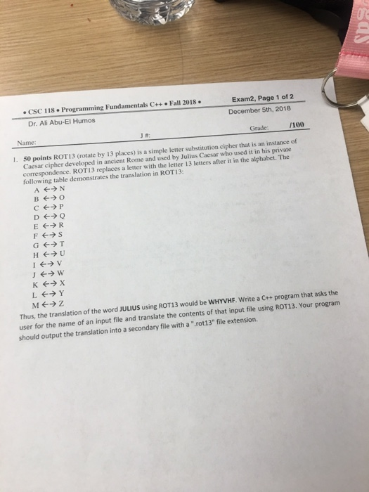 Solved CSC 118 Programming FundamentalsC++. Fall 2018. Dr. | Chegg.com